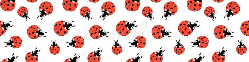 Vector Seamless Pattern of Red Ladybugs of Different Sizes in Flat ...