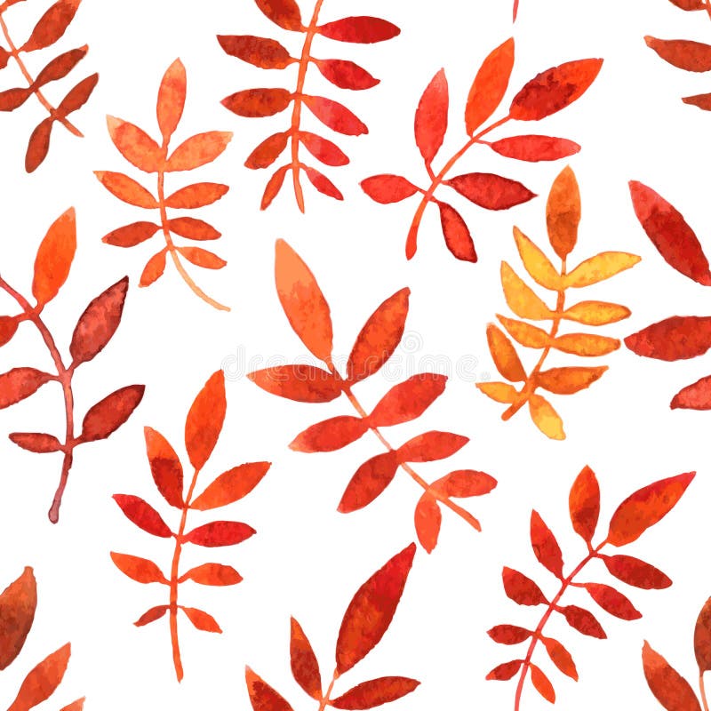 Vector Seamless Pattern with Red Leaves Stock Vector - Illustration of ...