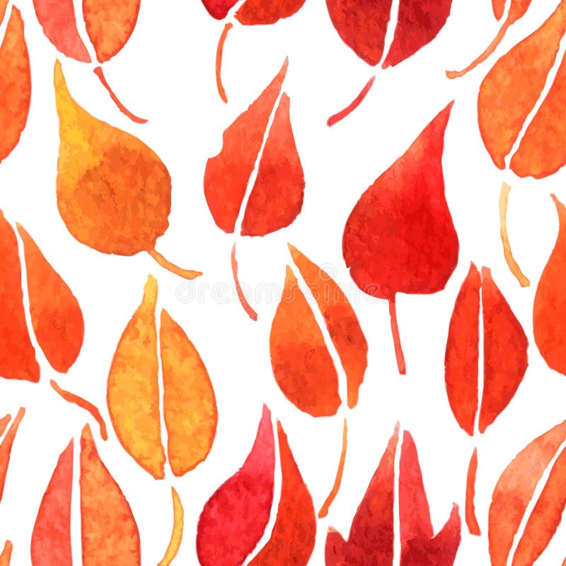 Vector Seamless Pattern with Red Leaves Stock Vector - Illustration of ...