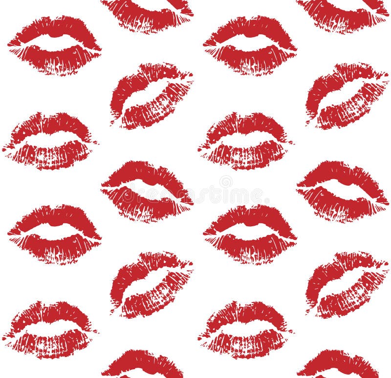 Vector Seamless Pattern of Red Lips Kiss Imprint Stock Vector ...