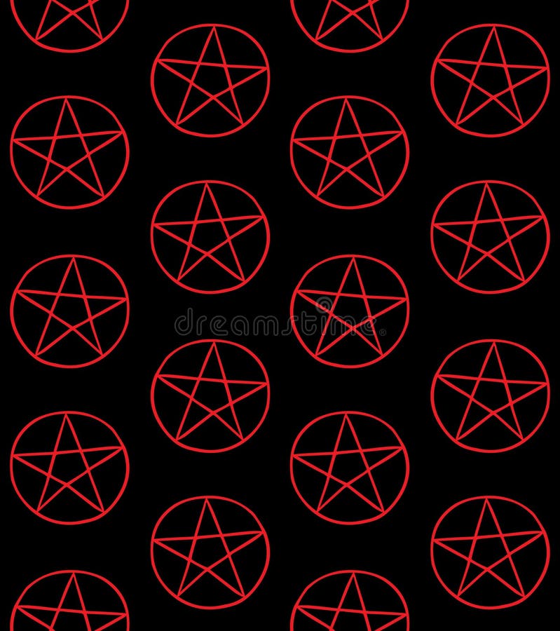 Vector Seamless Pattern of Red Pentagram Stock Vector - Illustration of ...