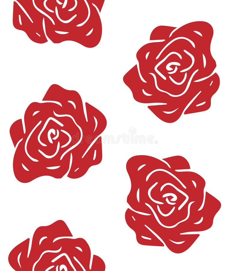 Vector Seamless Pattern of Red Rose Flower Stock Vector - Illustration ...