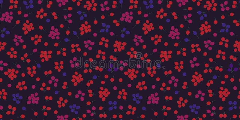 Vector Seamless Pattern with Red and Violet Berries. Simple Repeatable ...