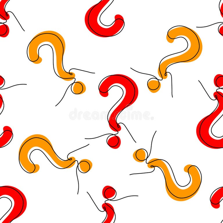 Vector Seamless Pattern with Red and Yellow Question Marks and Abstract ...