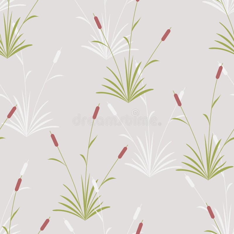 Vector Seamless Pattern With Reedmace Stock Vector - Illustration of ...