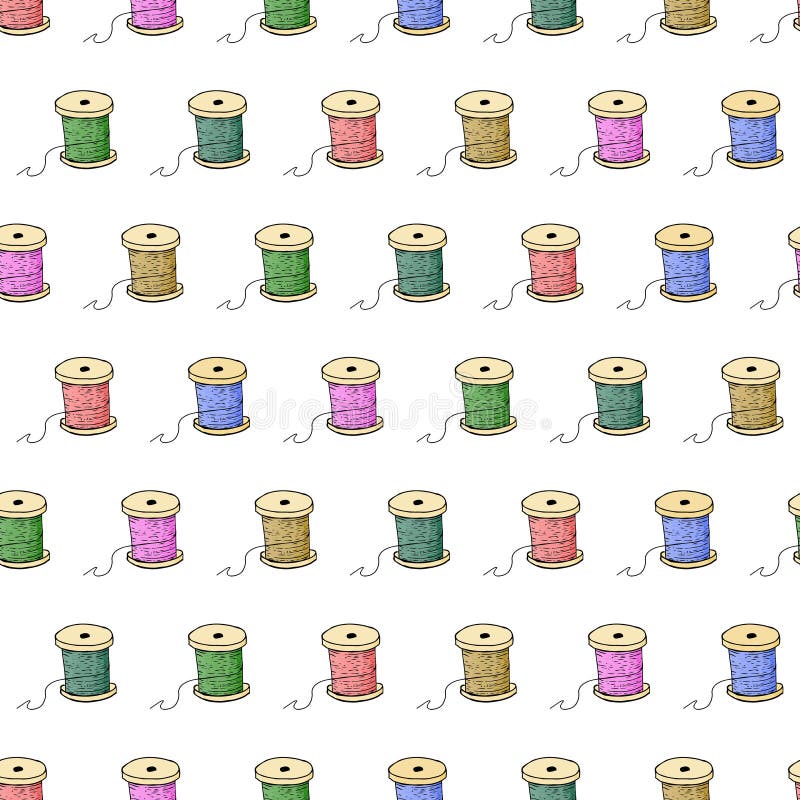 Spool Icons with Sewing Needle and Thread. Vector Stock Vector - Illustration of cotton ...