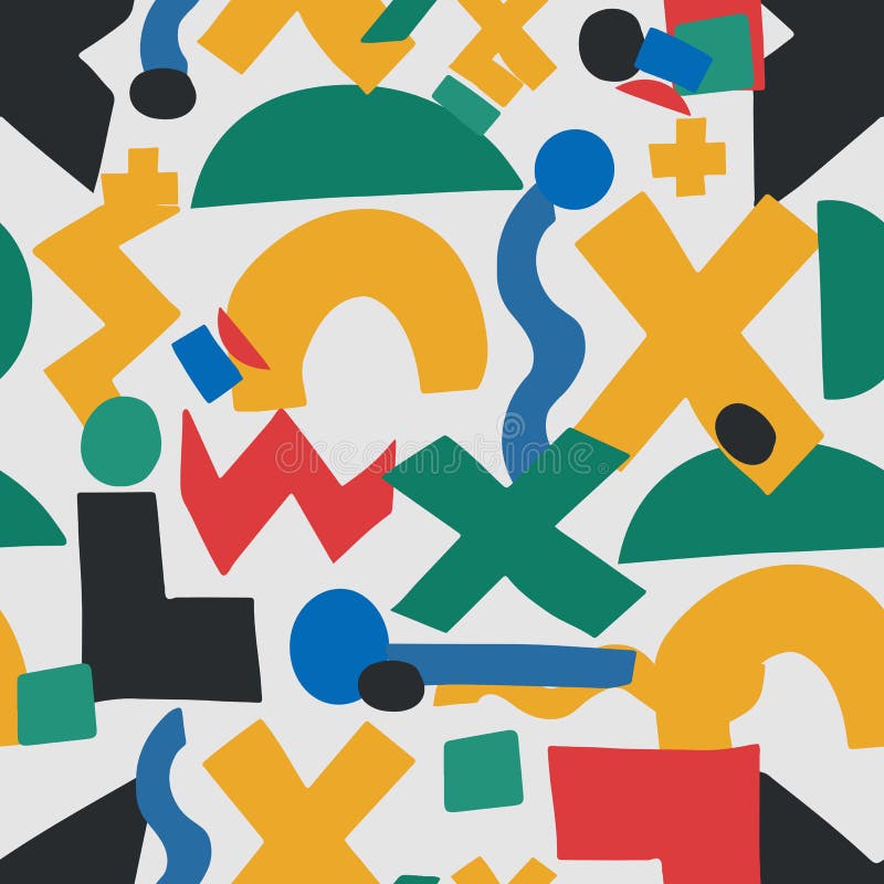 Vector Seamless Pattern. Repeating Abstract Background with Hand Drawn ...