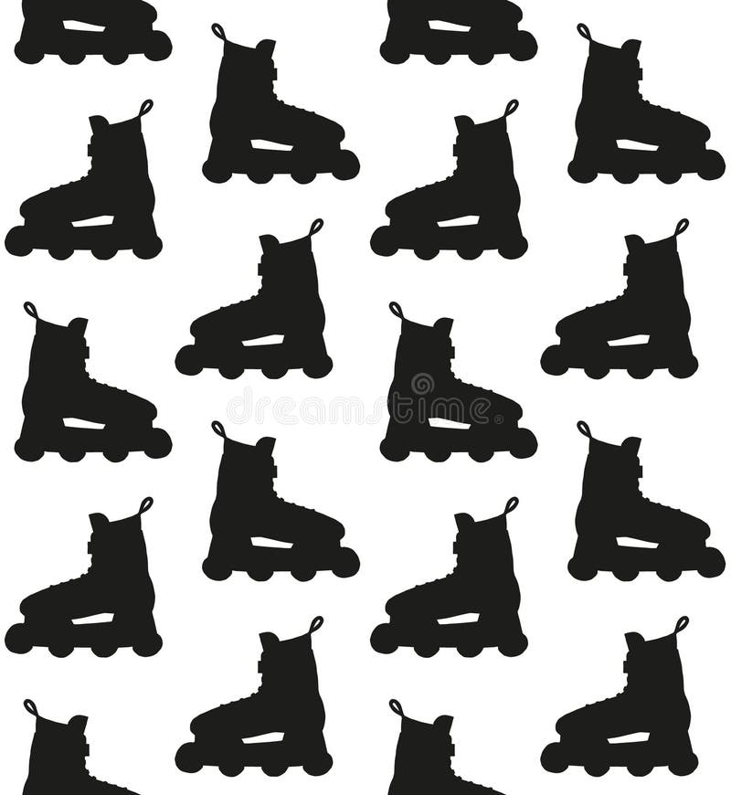 Vector Seamless Pattern of Roller Skate Silhouette Stock Vector ...