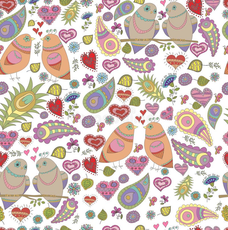 Vector Seamless Pattern in Romantic Style Stock Vector - Illustration ...