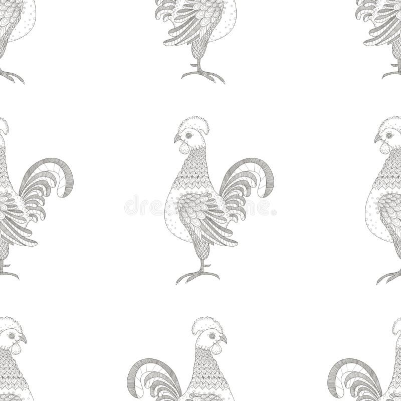 Vector Seamless Pattern. Rooster Ornaments Stock Vector - Illustration ...