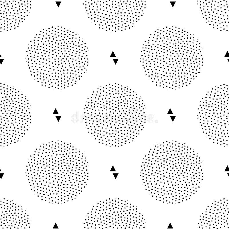 Vector Seamless Pattern with Round Dotted Elements and Triangles Stock ...
