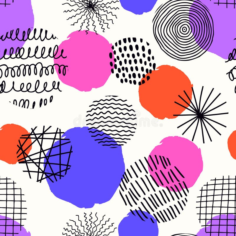 Vector Seamless Pattern with Round Textured Elements for Posters ...