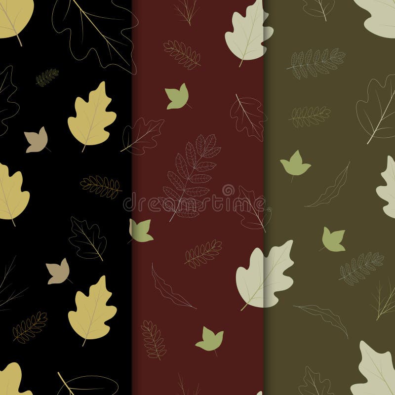 Vector Seamless Pattern with Rows of Leaves of Different Trees ...