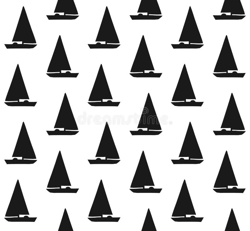 Vector Seamless Pattern of Sail Boat Silhouette Stock Illustration ...