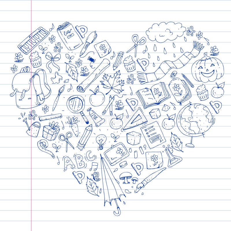 Vector Seamless Pattern with School and Education Icons. Stock Vector ...