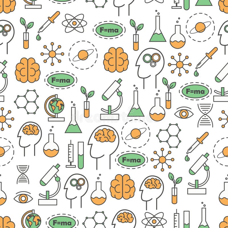 Science Vector Flat Line Art Seamless Pattern Stock Vector ...