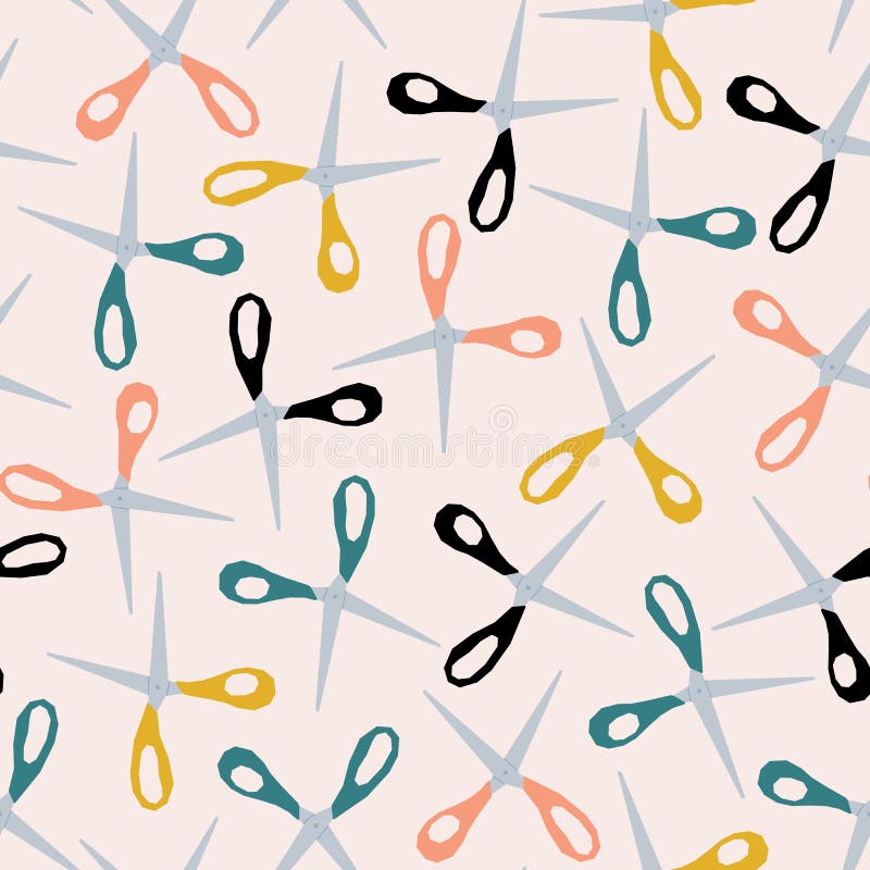 Vector Seamless Pattern With Scissors For Sewing Illustration With