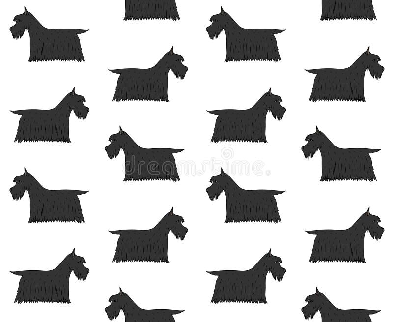 Vector Seamless Pattern of Scottish Terrier Stock Vector - Illustration ...