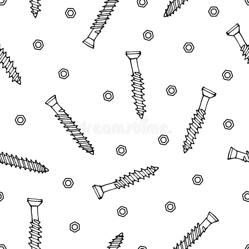 Vector Seamless Pattern of Screws and Bolts Arranged in a Chaotic ...