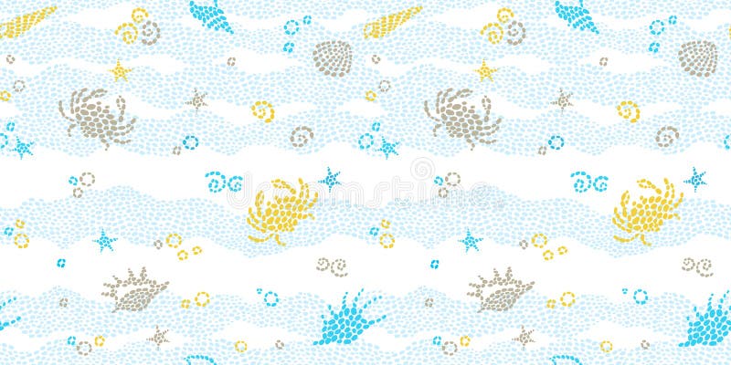 Vector Seamless Pattern with Sea Elements. Stock Vector - Illustration ...