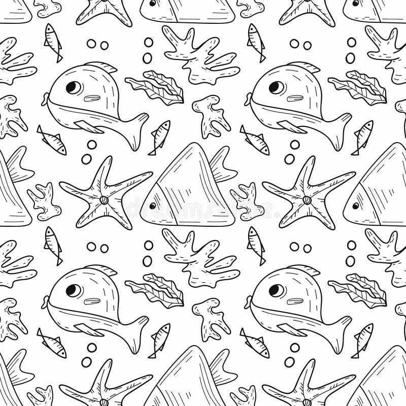 Vector Seamless Pattern Sea Life Stock Vector - Illustration of coral ...