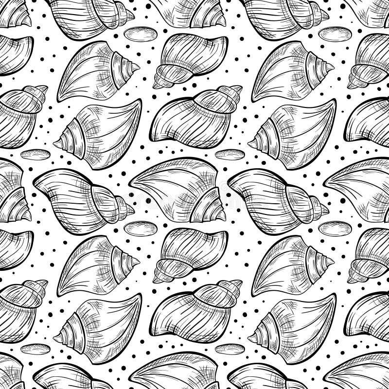 Vector Seamless Pattern with Sea Shells Stock Vector - Illustration of ...