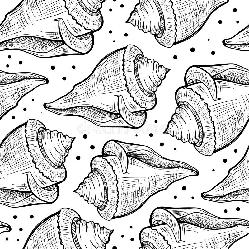Vector Seamless Pattern with Sea Shells Stock Vector - Illustration of ...