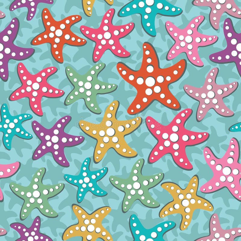 Vector Seamless Pattern with Sea Stars Stock Vector - Illustration of ...