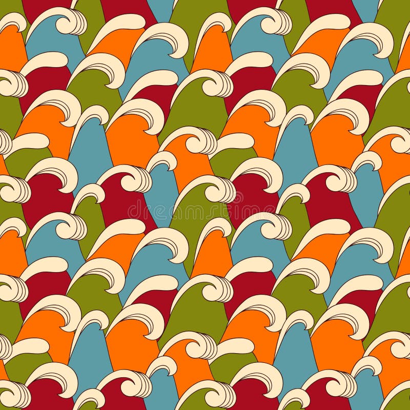 Vector Seamless Pattern with Sea Waves Stock Vector - Illustration of ...