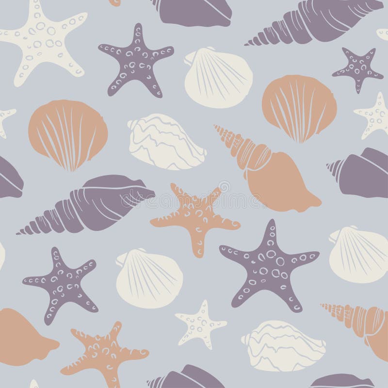 Seamless Pattern Fine Sea Shells Stock Illustrations – 12 Seamless ...