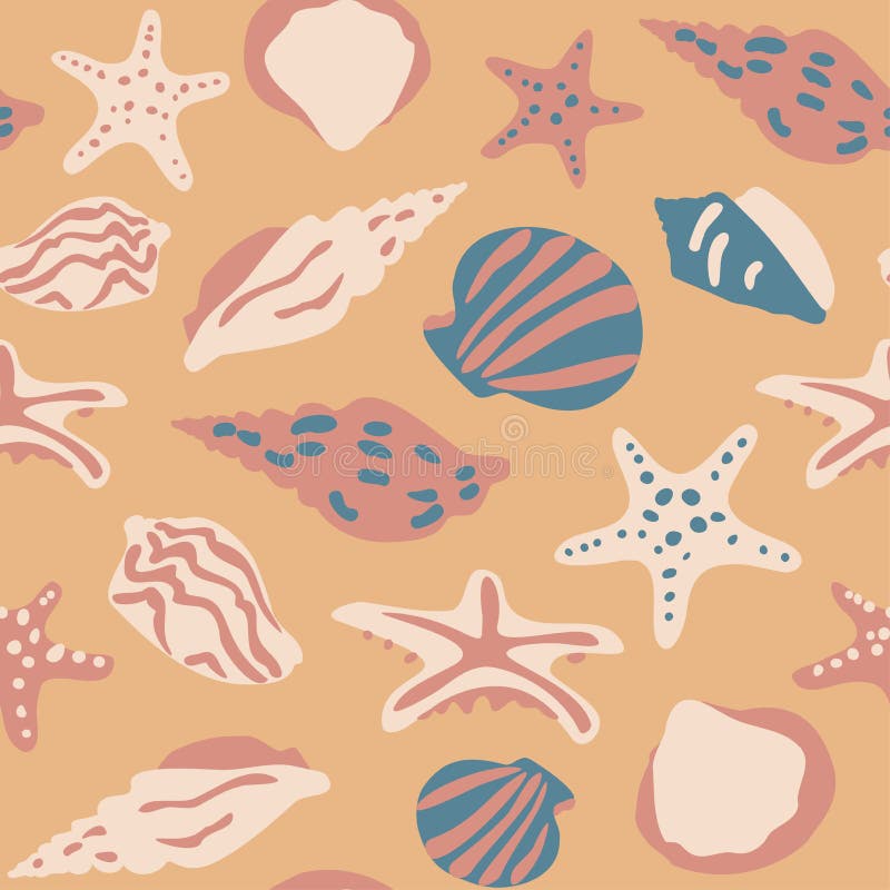 Seamless Pattern Fine Sea Shells Stock Illustrations – 12 Seamless ...