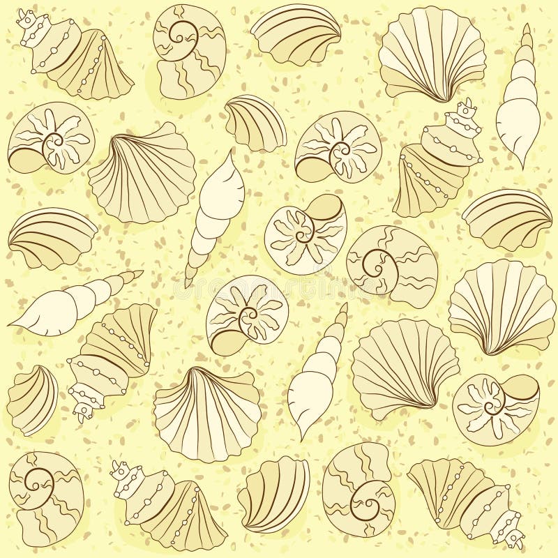 Vector Seamless Pattern with Shells Stock Vector - Illustration of ...