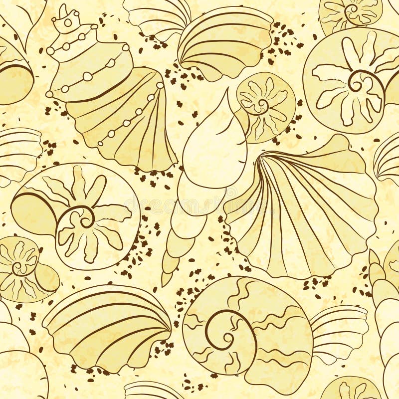 Shells in sand stock vector. Illustration of drawing - 13420112