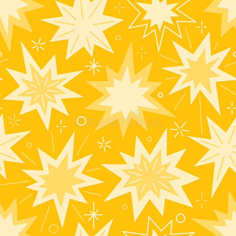 Vector Seamless Pattern with Shining Stars and Fireworks Stock Vector ...