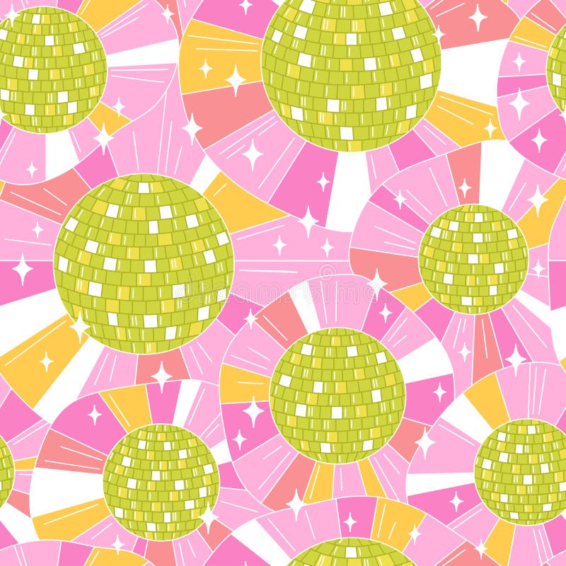 Vector Seamless Pattern with Shiny Disco Balls. Stock Vector ...