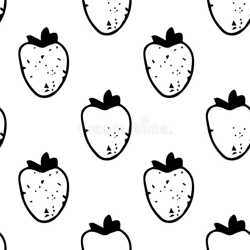 Vector Seamless Pattern Silhouette of a Strawberry Stock Vector ...