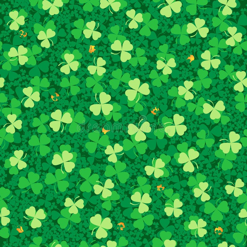 Vector Seamless Pattern of Silhouettes of Shamrocks Stock Vector ...