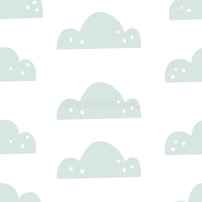 Vector Seamless Pattern with Simple Cute Clouds Stock Vector ...