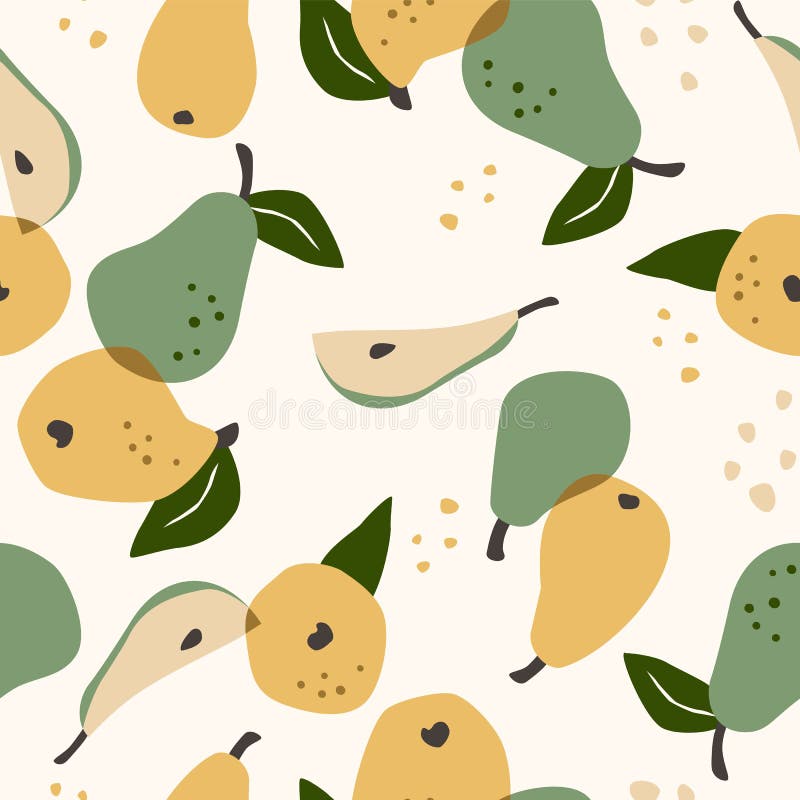 Vector Seamless Pattern with Simple Pears. Trendy Hand Drawn Textures ...