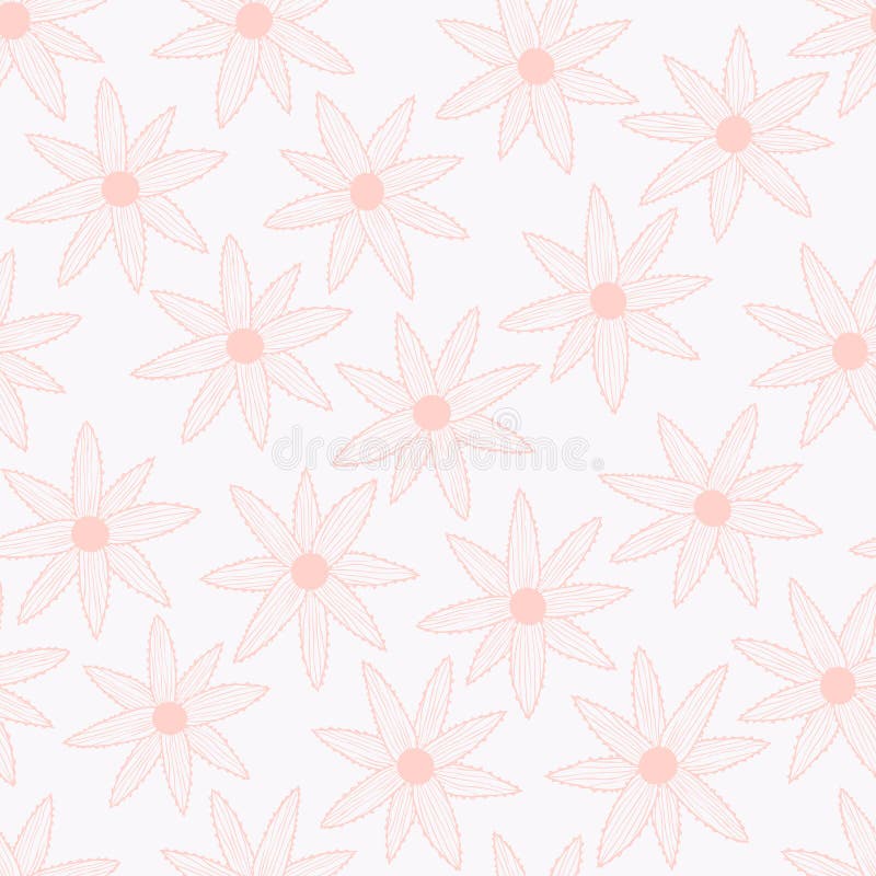 Vector Seamless Pattern with Simple Pink Flowers on White Background ...