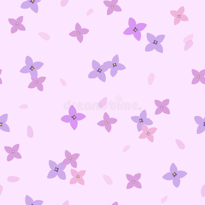 Vector Seamless Pattern with Simplified Stylized Lilac Flowers on ...
