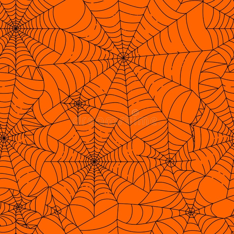 Traditional Halloween Spider Web Seamless Pattern. Black Hand-drawn ...