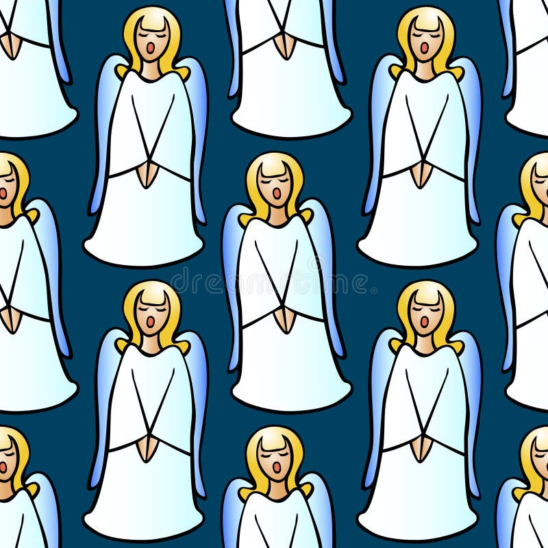 Vector Seamless Pattern with Singing, Praying Angels. Background ...