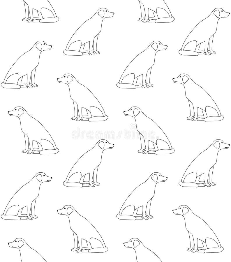 Vector Seamless Pattern of Sitting Labrador Dog Stock Vector ...