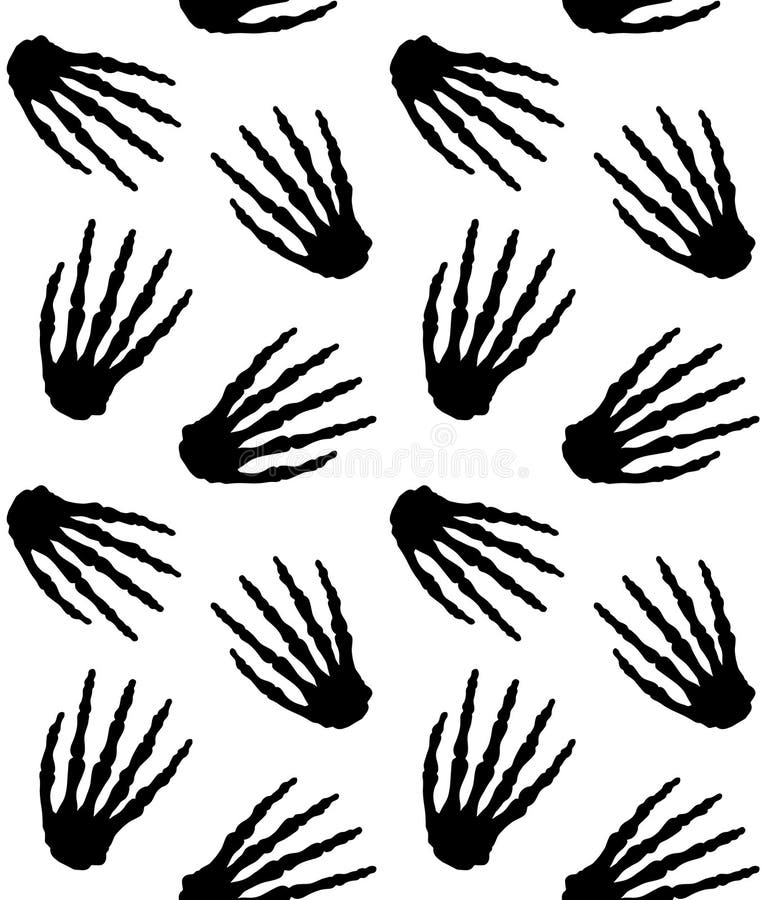 Vector Seamless Pattern of Skeleton Hand Stock Vector - Illustration of ...