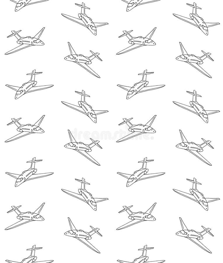 Vector Seamless Pattern of Sketch Airplane Stock Illustration ...