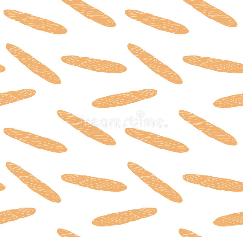 Vector Seamless Pattern of Sketch Baguette Bread Stock Vector ...