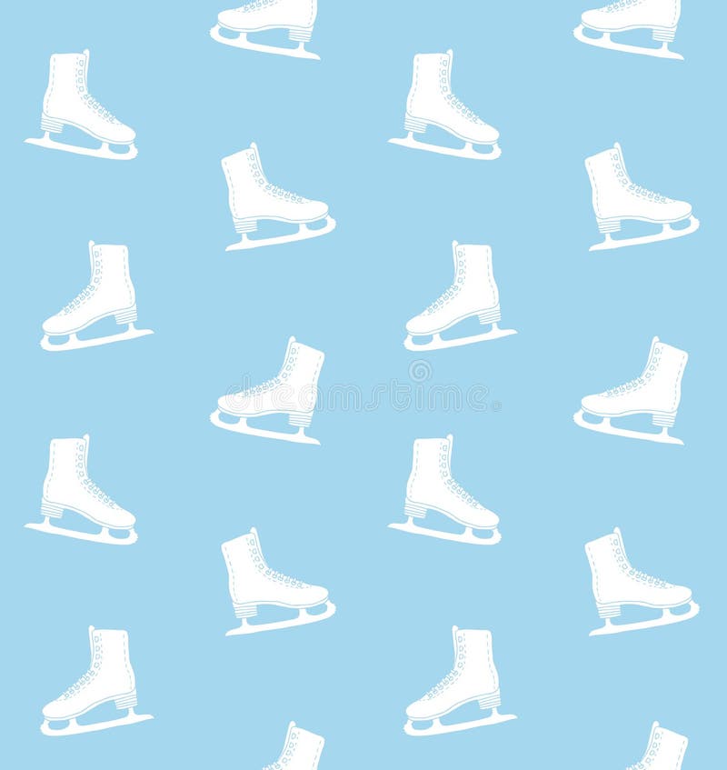 Vector Seamless Pattern of Sketch Ice Skate Stock Illustration ...