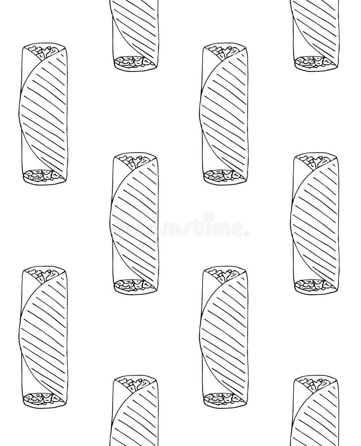 Vector Seamless Pattern of Sketch Shawarma Stock Vector - Illustration ...