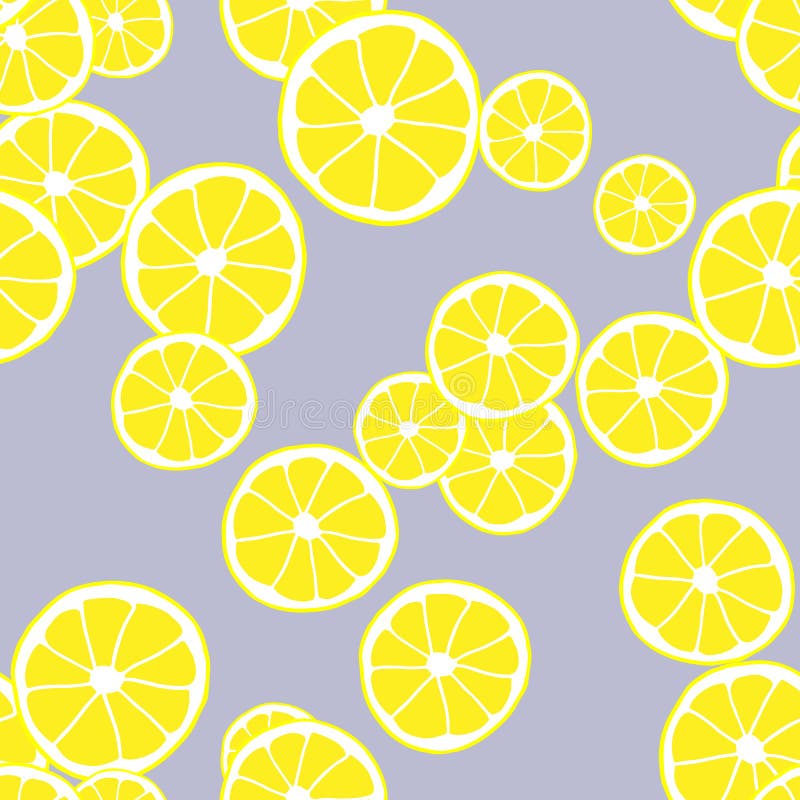 Vector Seamless Pattern with Slices of Lemon. Bright Background in ...